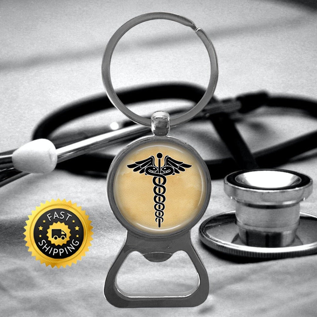 Physician Caduceus Bottle Opener Key Ring Doctor Gifts Beer Lover Gift ...