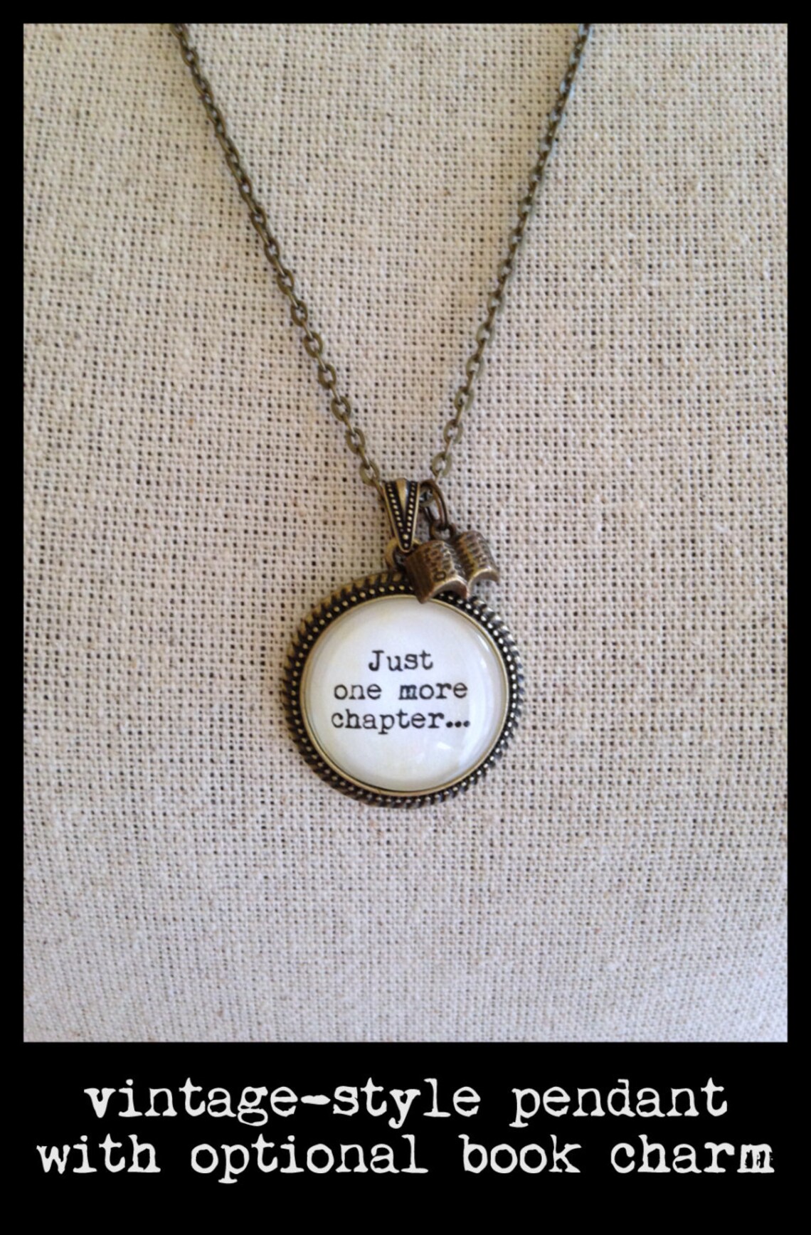 Reading Pendant Necklace Just One More Chapter Love of - Etsy