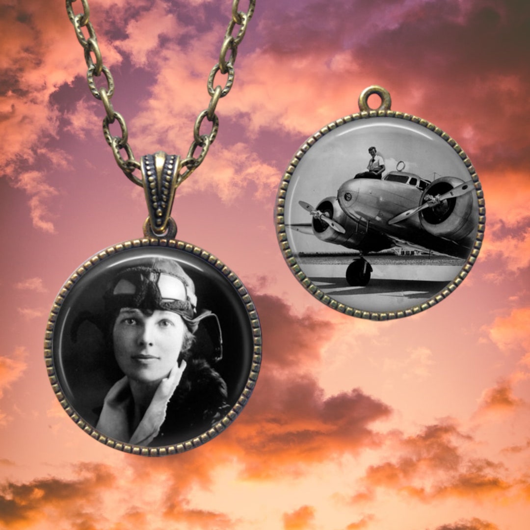 Amelia Earhart Pendant or Key Ring: Aviatrix Keepsake With Airplane ...