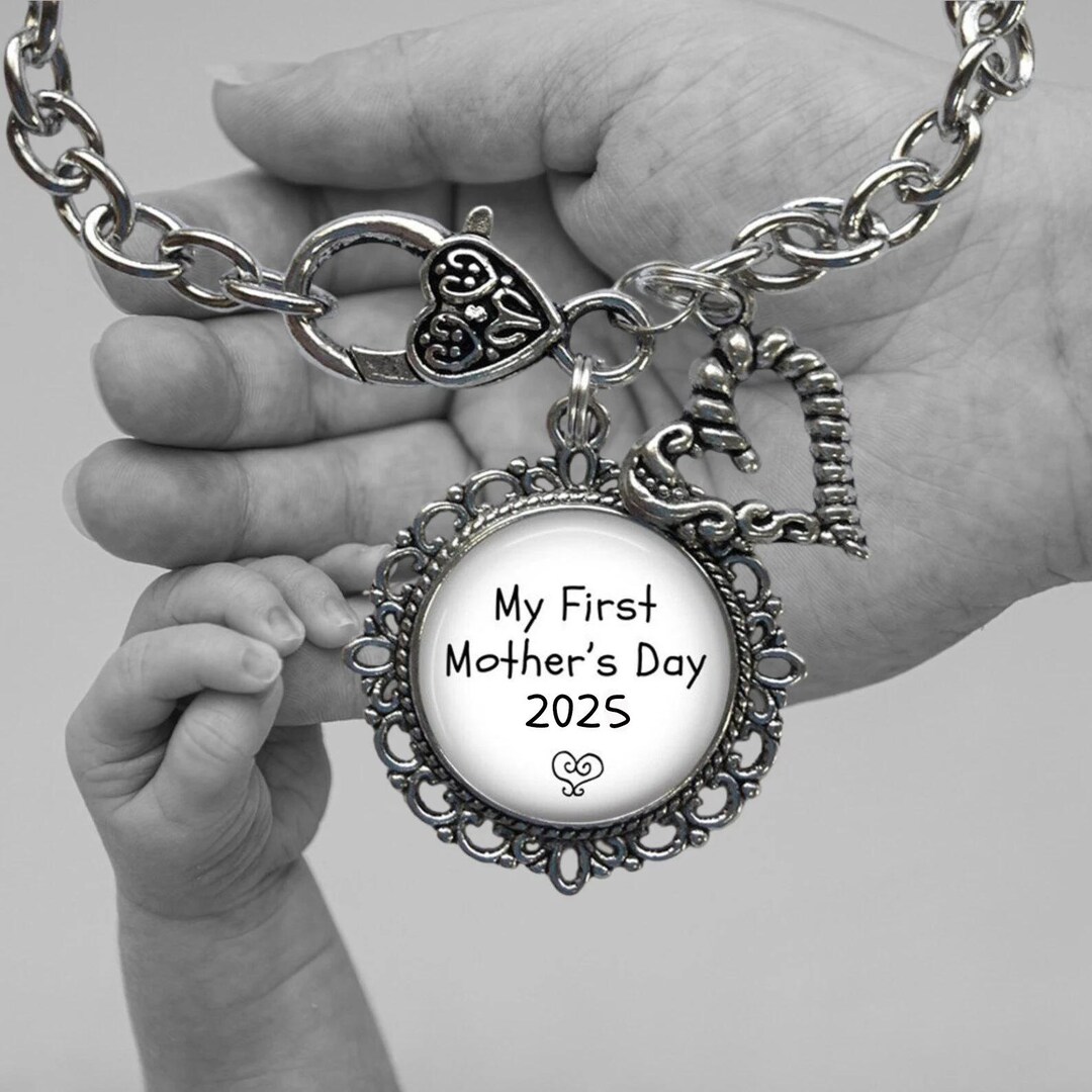 First Mother's Day Charm Bracelet: Antique Silver New Mom Gift - Etsy