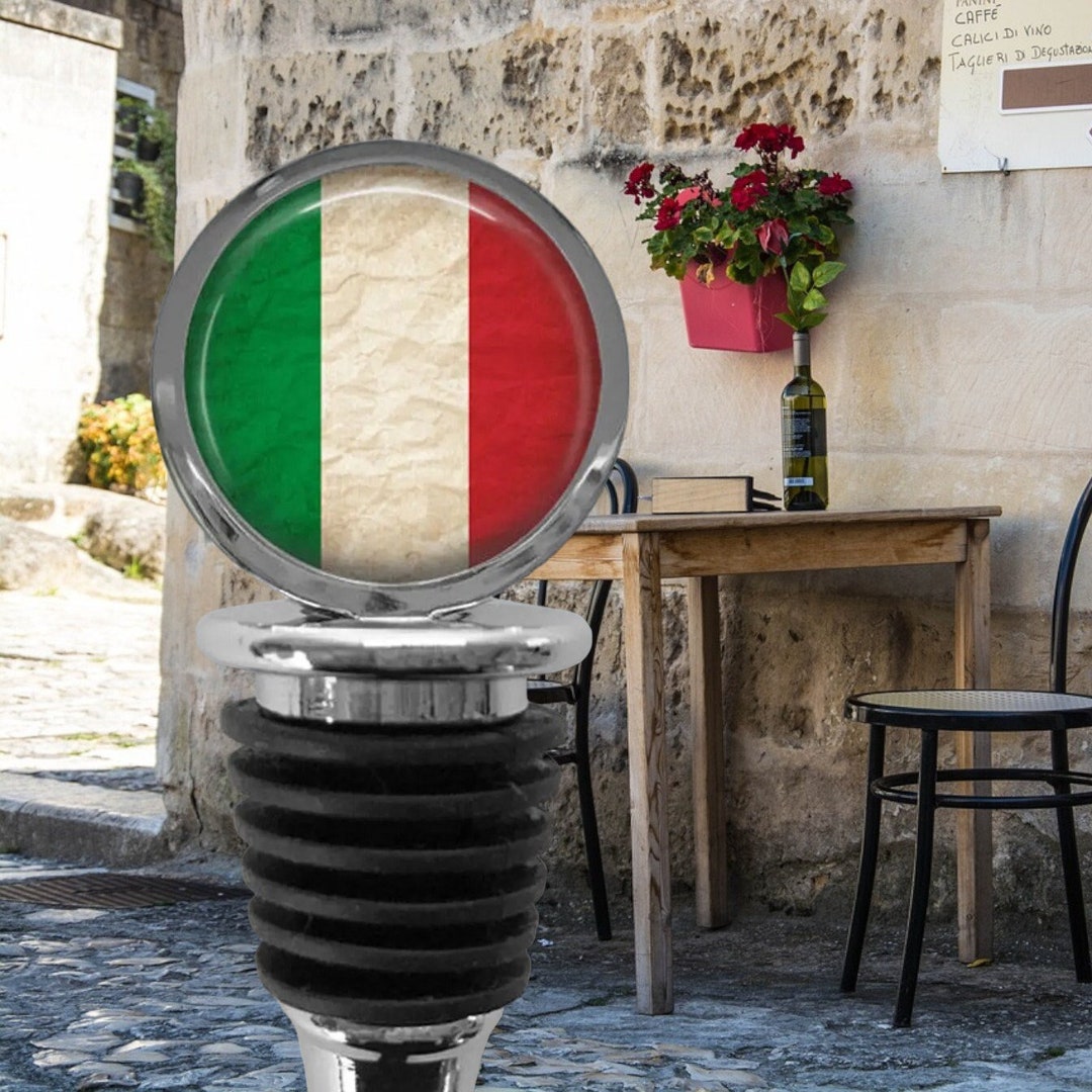 Italian Flag Wine Bottle Stopper: Chromed Metal Bar Ware - Etsy