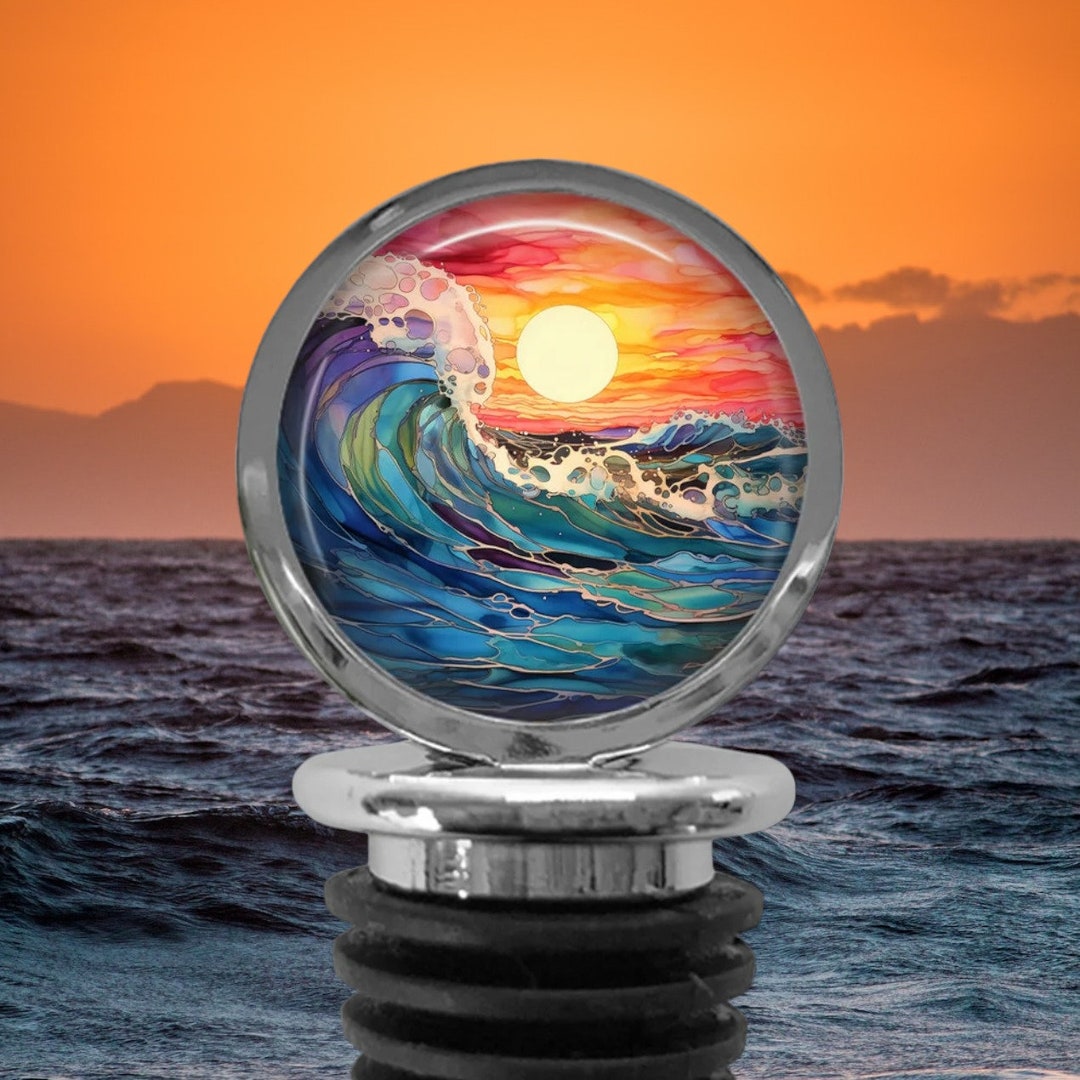 Ocean Wave Wine Stopper: Sunset Beach Barware Gift - Etsy