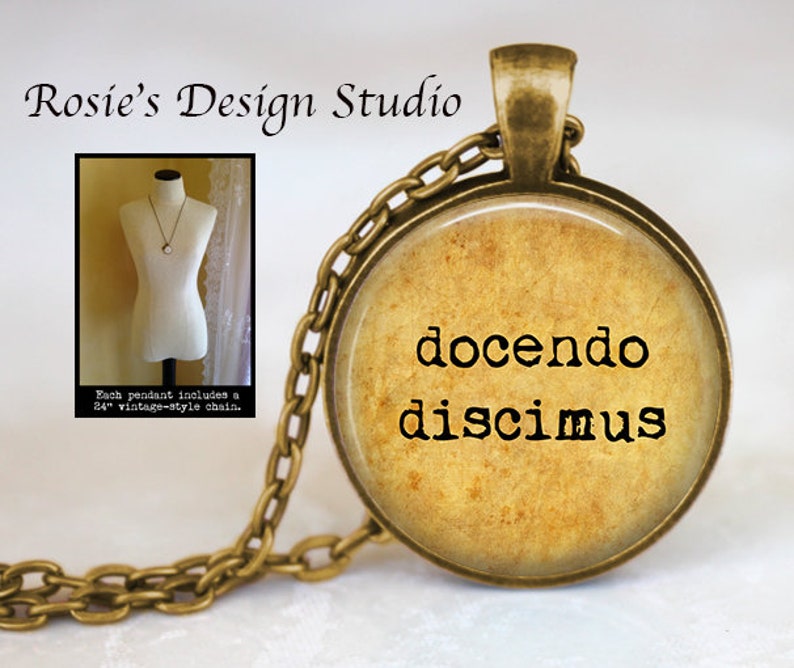 Teacher Latin Quote Pendant Necklace Docendo Discimus Quote - Etsy