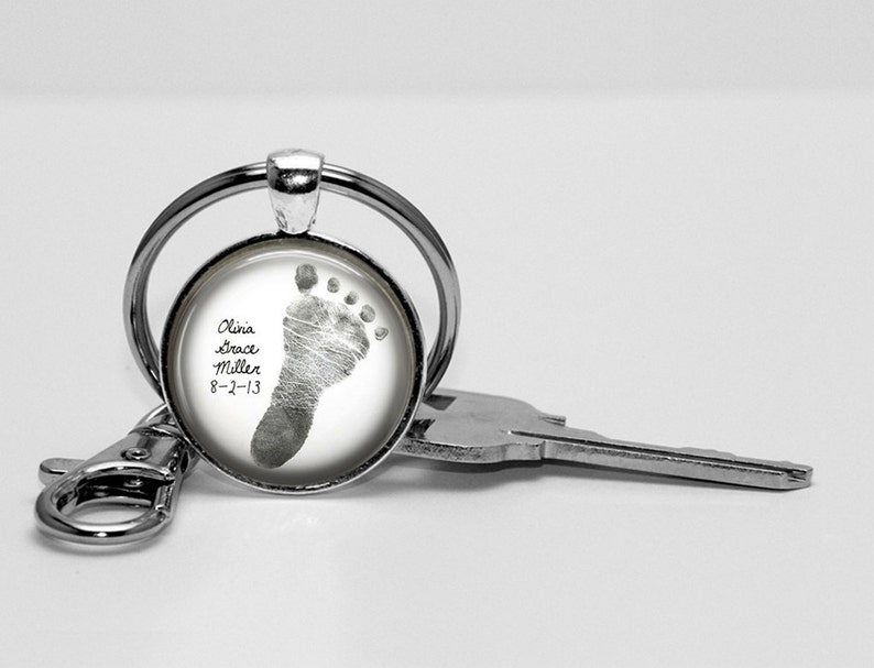 Baby Footprint Key Chain Personalized Custom Key Ring FREE | Etsy