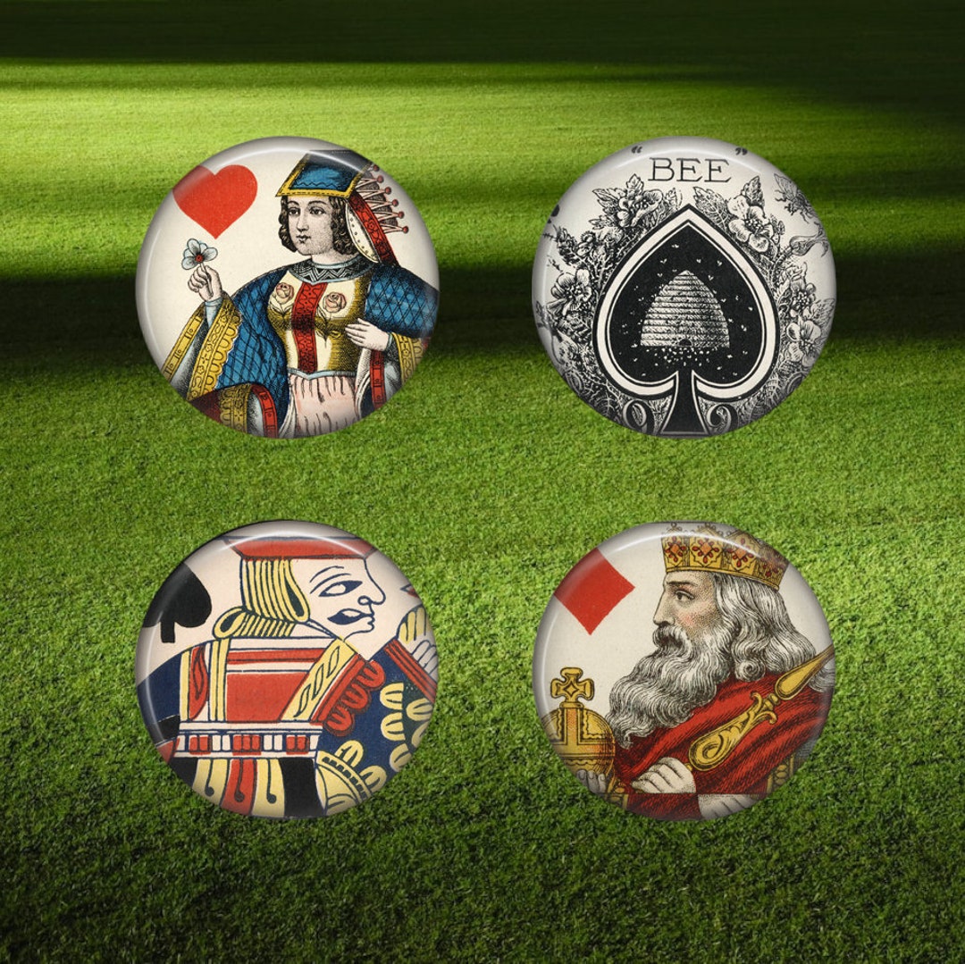 Vintage Playing Card Golf Ball Markers & Visor Clip Set: Gambler Gift ...