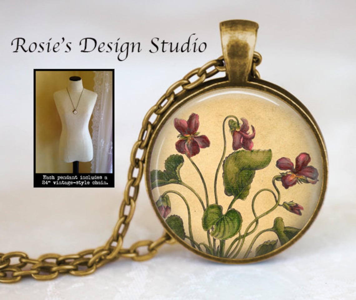 VIOLETS Pendant Necklace Violet Jewelry Vintage Violet | Etsy