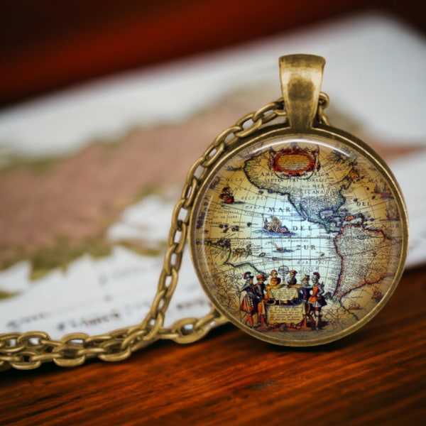 Antique Map Necklace - Etsy
