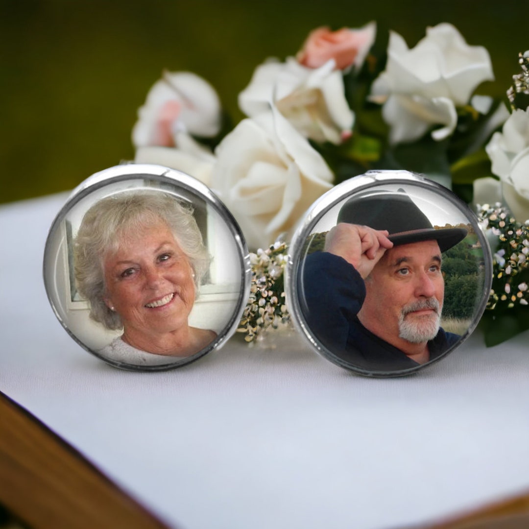 Personalized Groom Memorial Photo Cufflinks: Wedding Keepsake - Silver ...