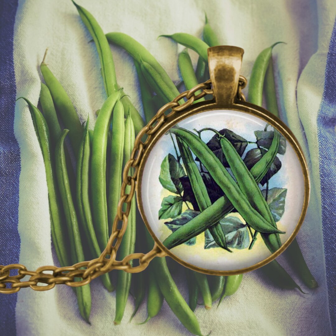 Green Beans Pendant Necklace: Vintage Seed Packet Art, Gardener Gift - Etsy
