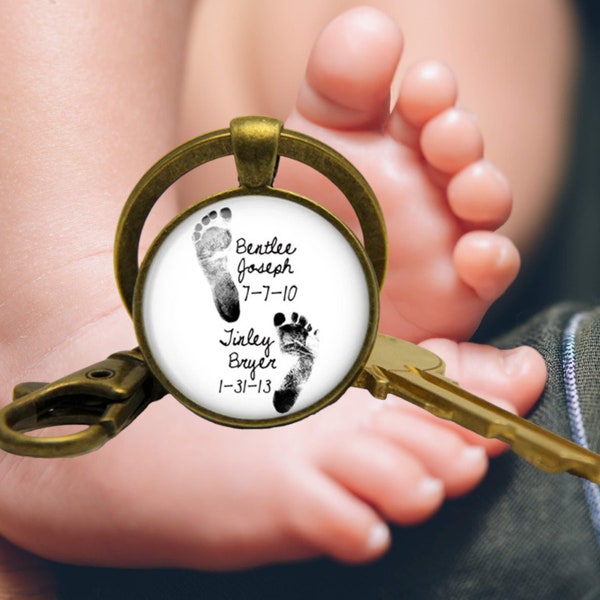 Baby Footprint Keychain - Etsy