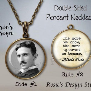 Nikola Tesla Photograph and Quote Double Sided Pendant or Key Ring ...