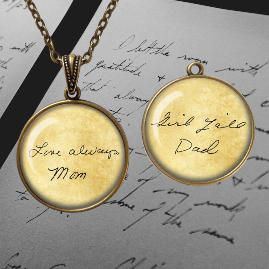 Custom Handwriting Pendant: Reversible Keepsake Necklace or Keyring - Etsy