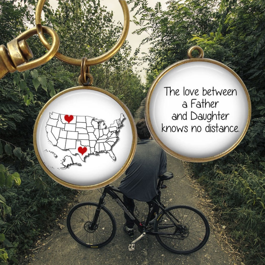 Long Distance Father Gift: Custom State Map Key Ring - Etsy
