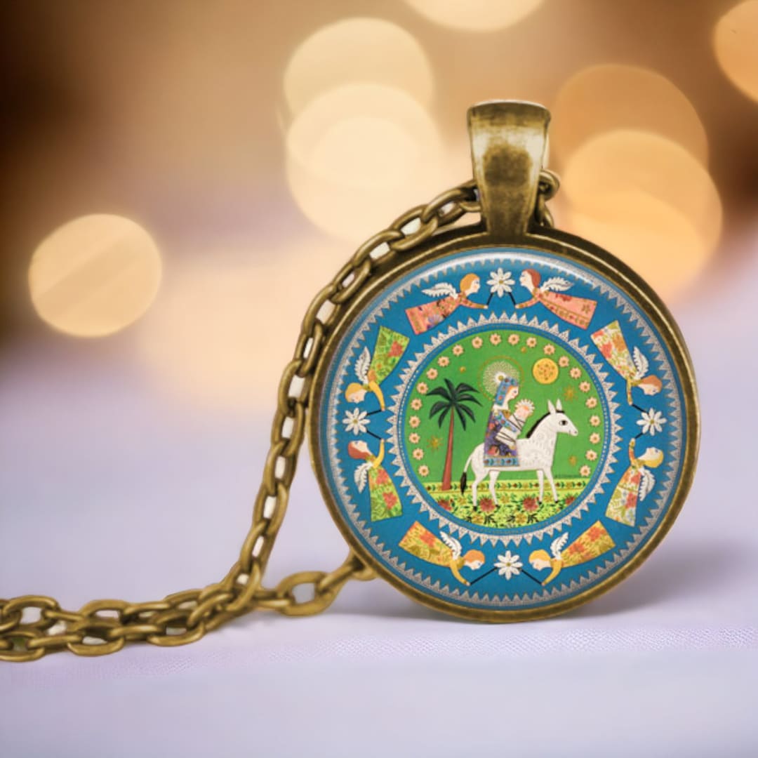 Christmas Nativity Pendant Necklace: Mary, Baby Jesus, Donkey - Etsy