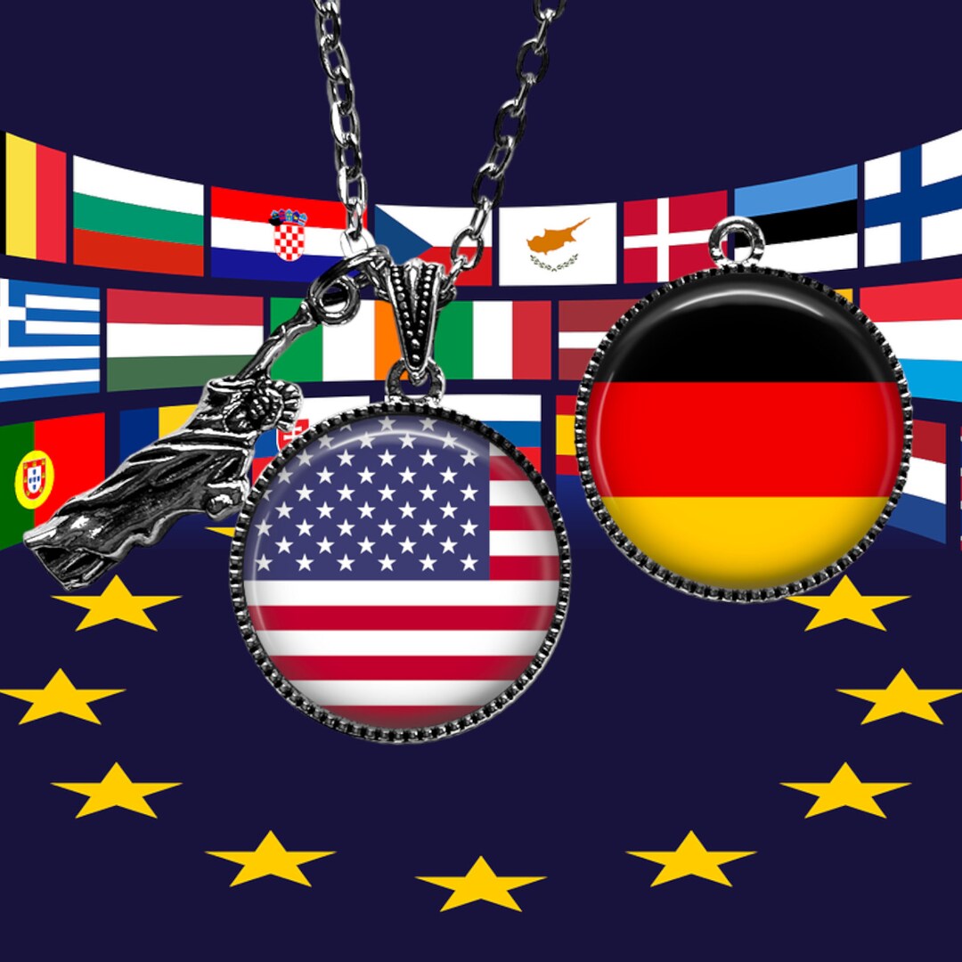 Dual Country Flags Necklace: Heritage Pride Jewelry - Etsy