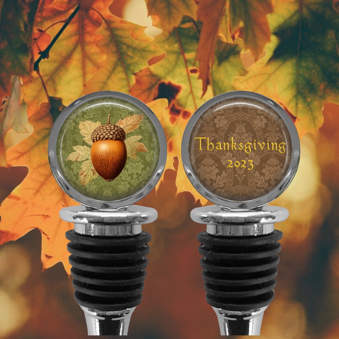 Acorn Thanksgiving Bottle Stopper – 2-sided Hostess Gift - Etsy