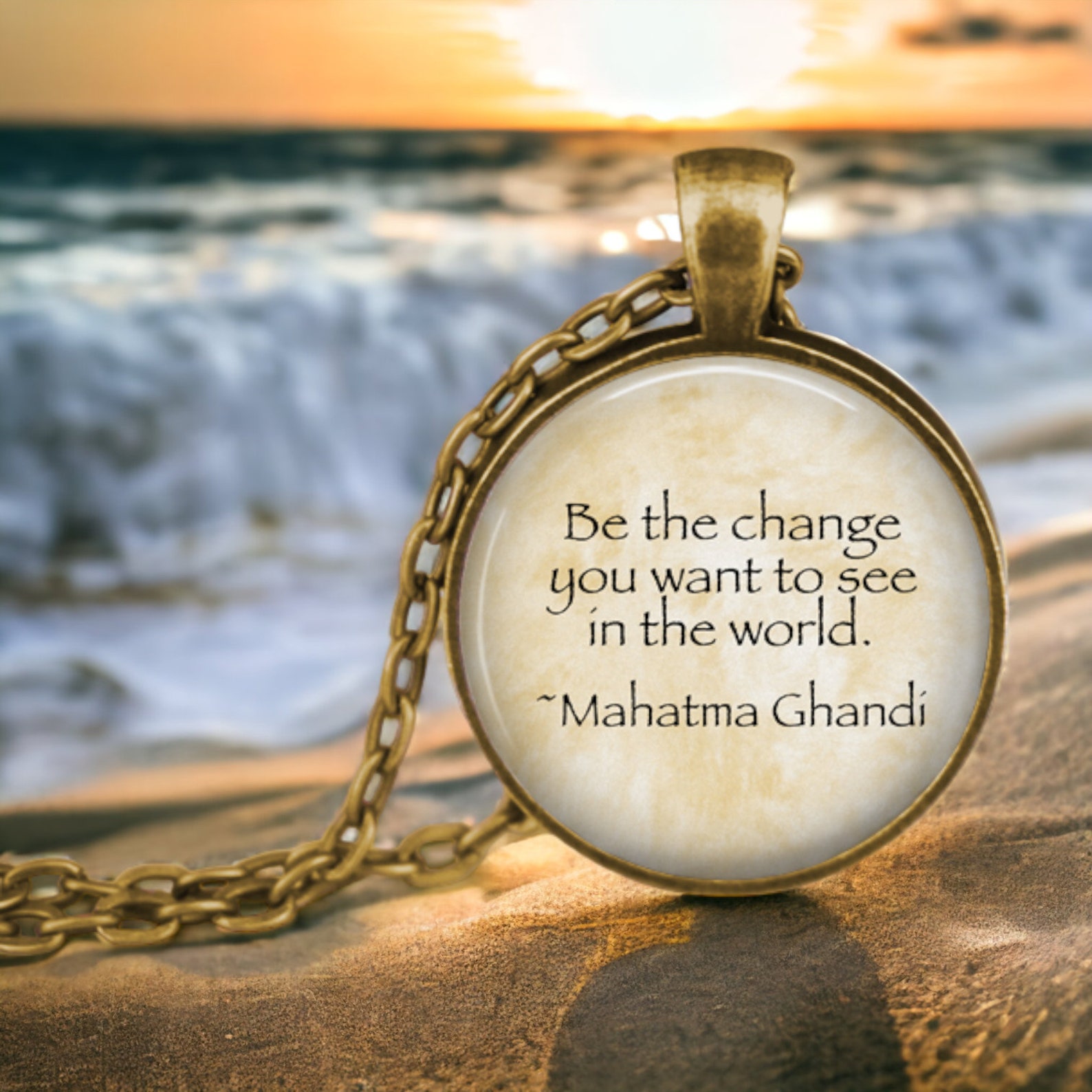 Ghandi Quote Pendant Necklace: Boho Spiritual Jewelry - Etsy