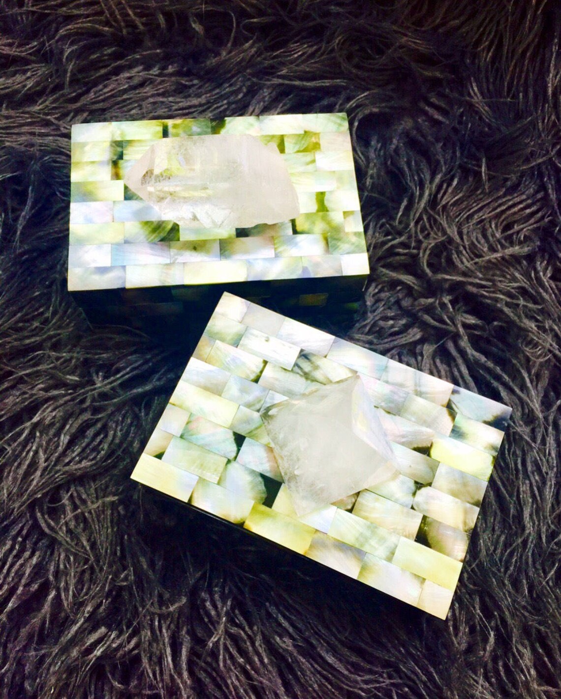 Mother-of-pearl Inlayed Boxes With Choice of Stunning Quartz Spike or ...