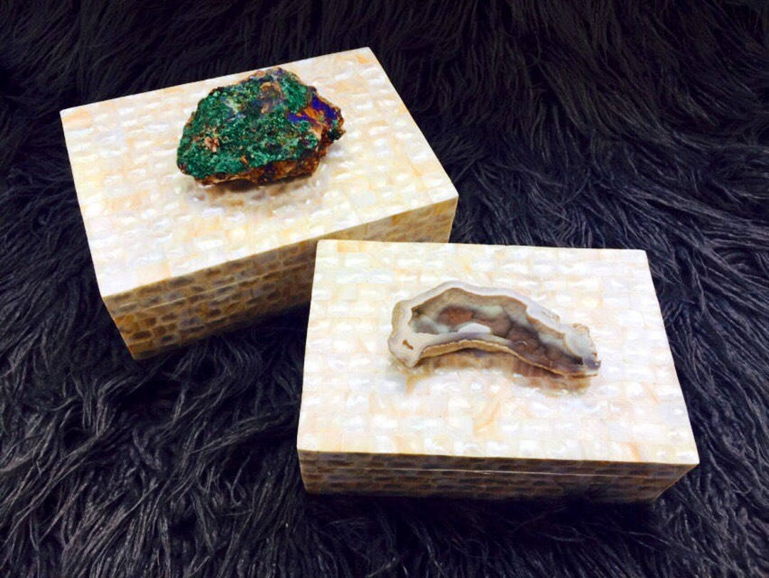Mother-of-pearl Inlayed Boxes With Choice of Gorgeous Malachite ...