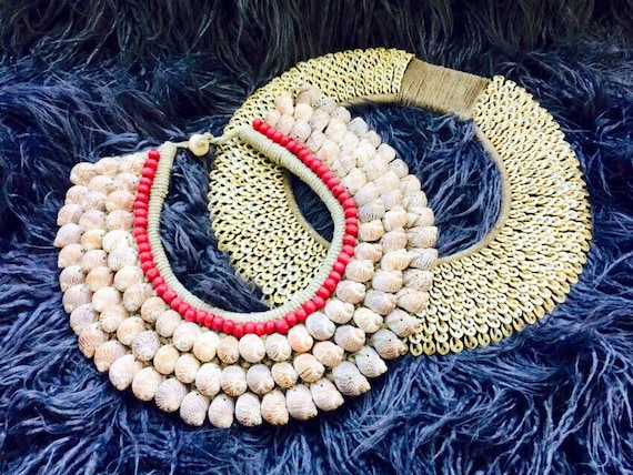 Vintage Papua New Guinea Shell Currency Collar Necklaces. - Etsy