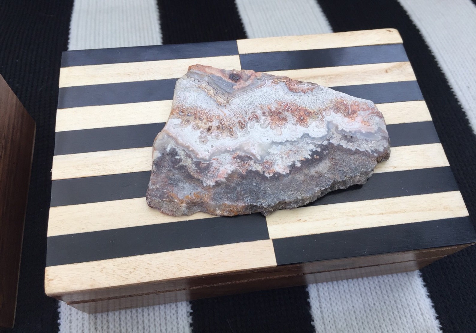 Geometric Inlayed Wood Boxes With Choice of Natural Stone Adornments ...