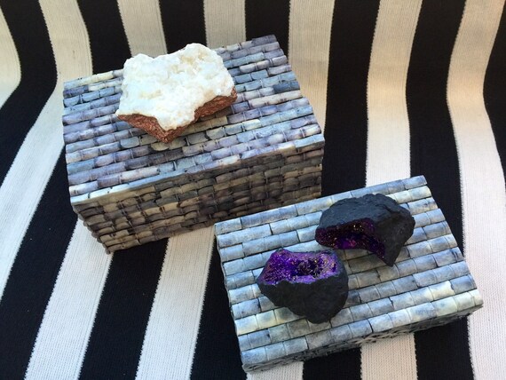 Choice of Intricate Bone-Inlayed Boxes with Copper Crystal | Etsy