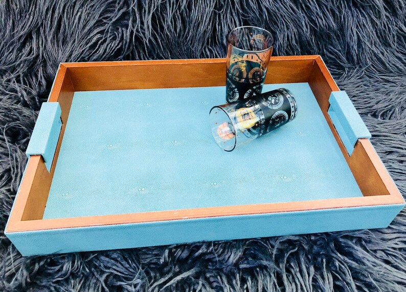 Rectangular Tray Sheathed in Aqua Blue Stingray/shagreen With | Etsy