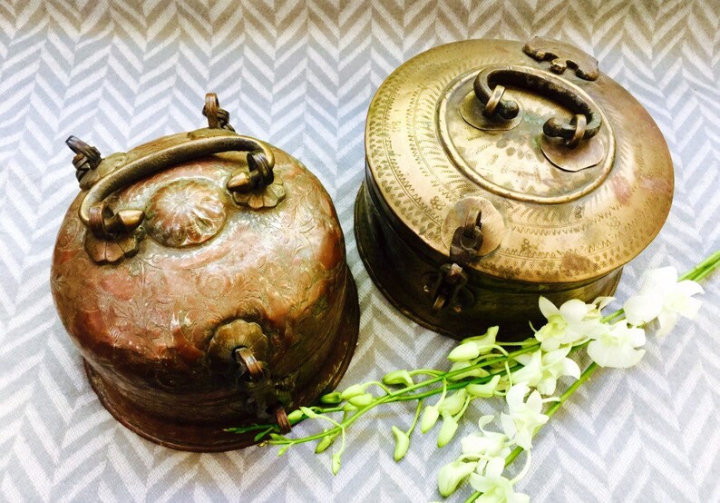 Gorgeous Antique Betelnut Chapati Boxes in Choice of Brass or Copper ...