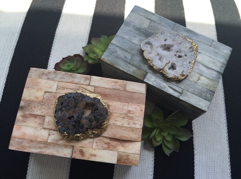 Chic Handmade Boxes With Inlayed Bone Tiles and Choice of Gold-gilded ...