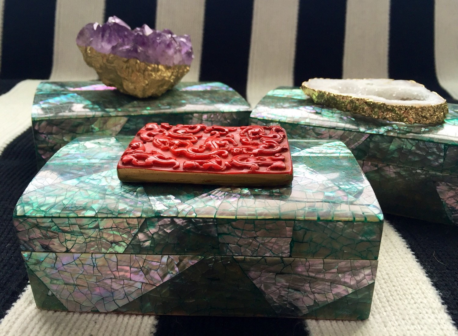 Abalone Shell Inlayed Boxes With Choice of Gorgeous 22K - Etsy