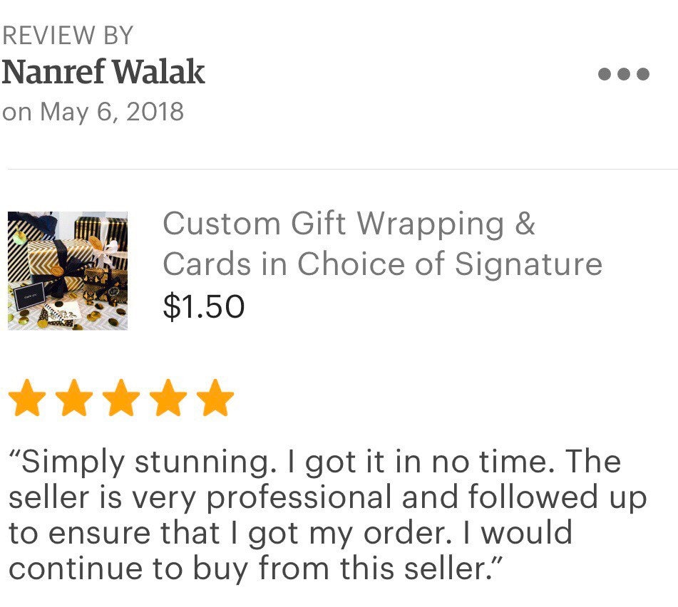 Custom Gift Wrapping & Cards in Choice of Signature Gold, Black, and ...
