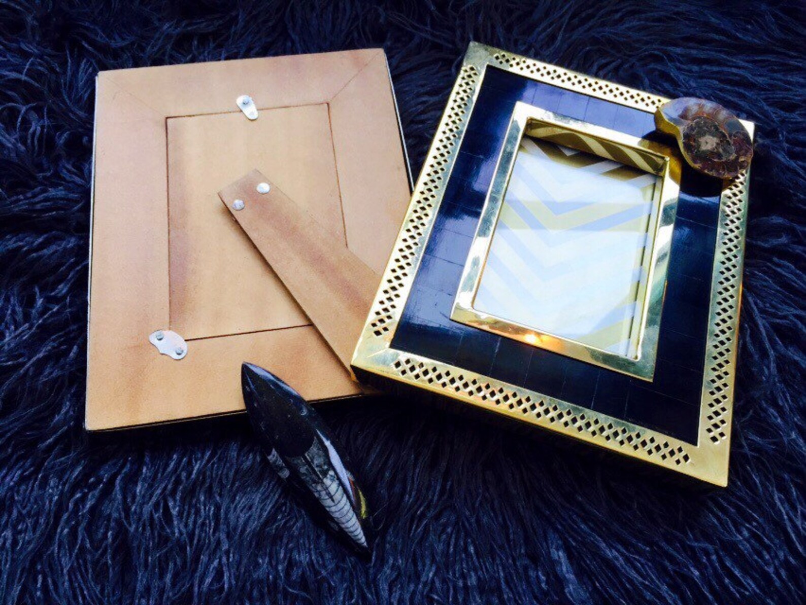 Photo Frames With Inlayed Horn Tiles Chic Filagree Metal - Etsy