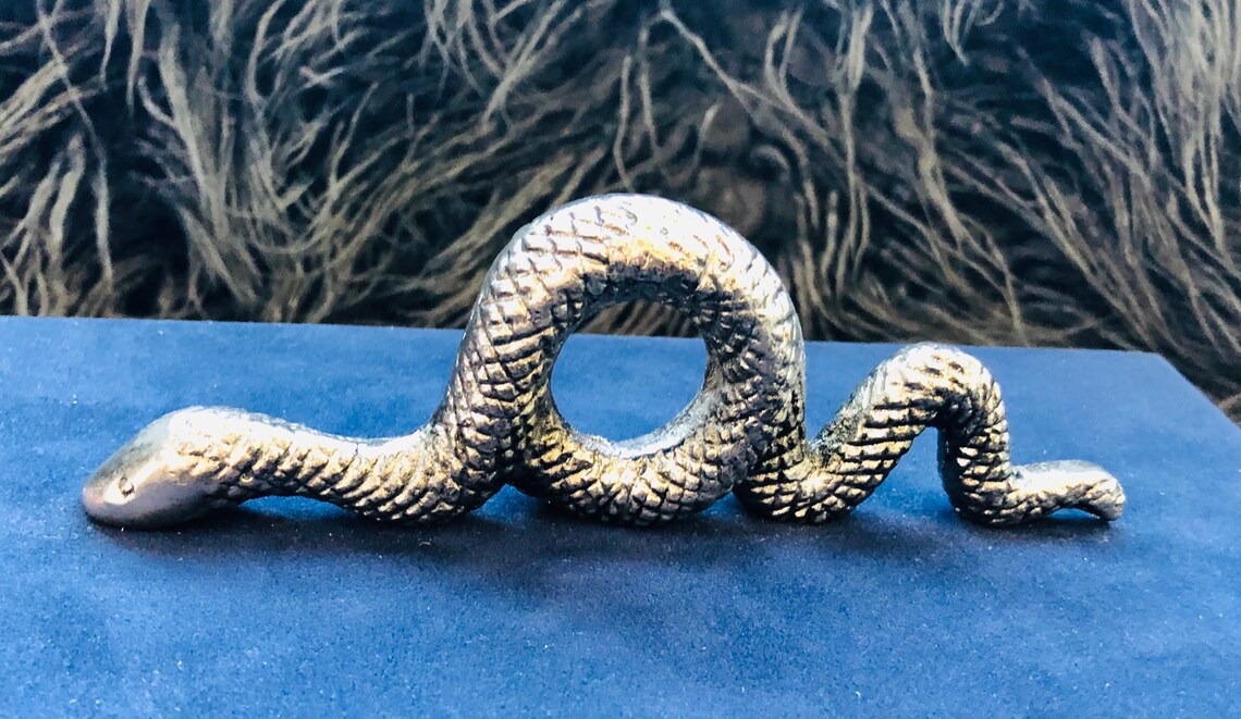 Navy Blue Vegan Microsuede Box With Curled Pewter Snake - Etsy