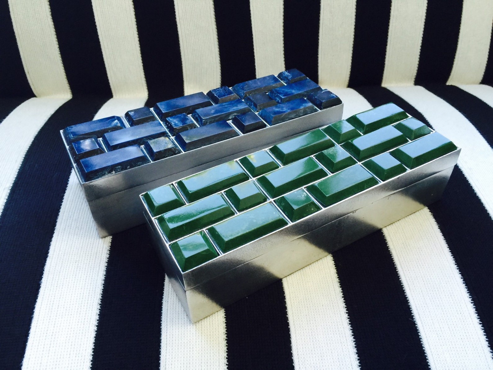 Striking Rectangular Pewter Boxes With Choice of Jade Green or - Etsy