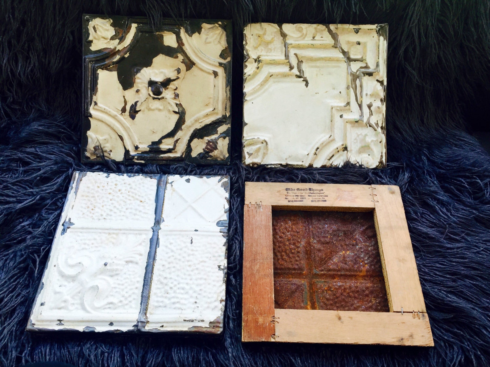 Vintage Ceiling Tin Embossed Art Tiles With Lovely Weathered | Etsy