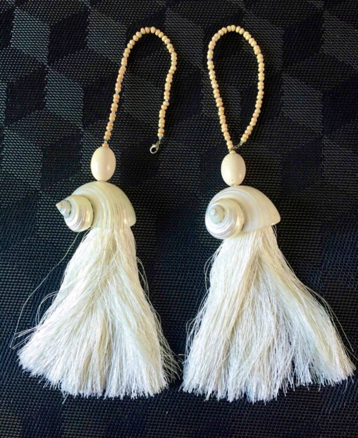 Choice of Lovely Pairs of Shell Tassels With Hand Beaded Hooks | Etsy