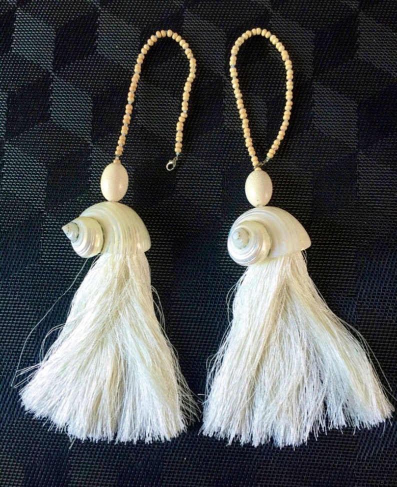 Choice of Lovely Pairs of Shell Tassels With Hand Beaded Hooks | Etsy