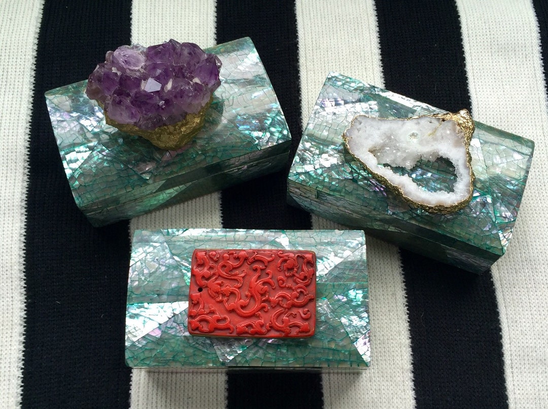 Abalone Shell Inlayed Boxes With Choice of Gorgeous 22K Gold-gilded ...