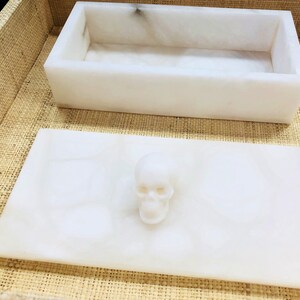 Elegant Handcarved Italian Alabaster Boxes With Intricate Skull ...