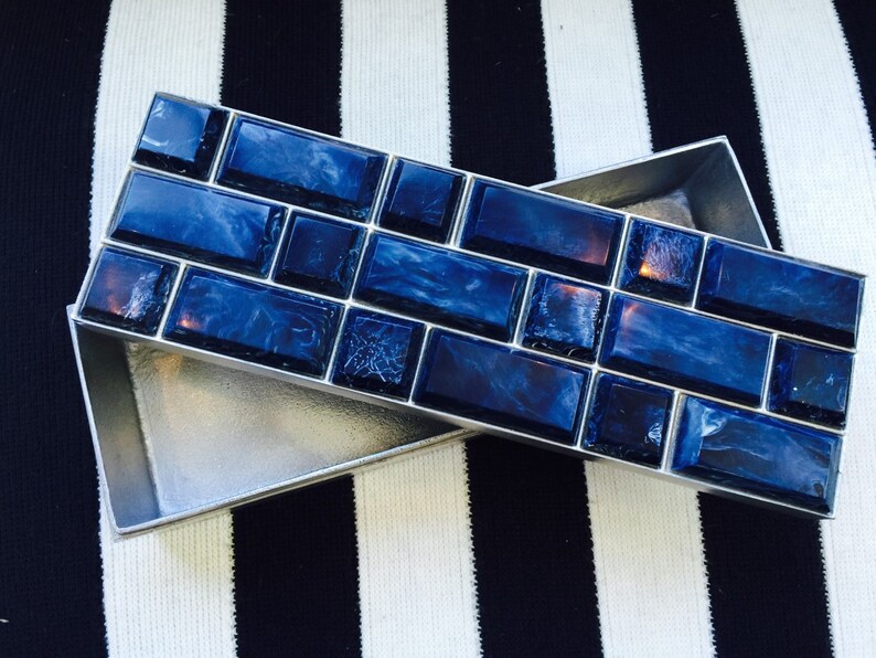 Striking Rectangular Pewter Boxes With Choice of Jade Green or Lapis ...