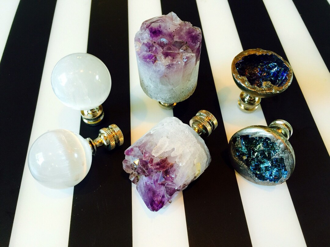 Stylish Pairs of Lamp Finials in Choice of Amethyst Crystal Core ...