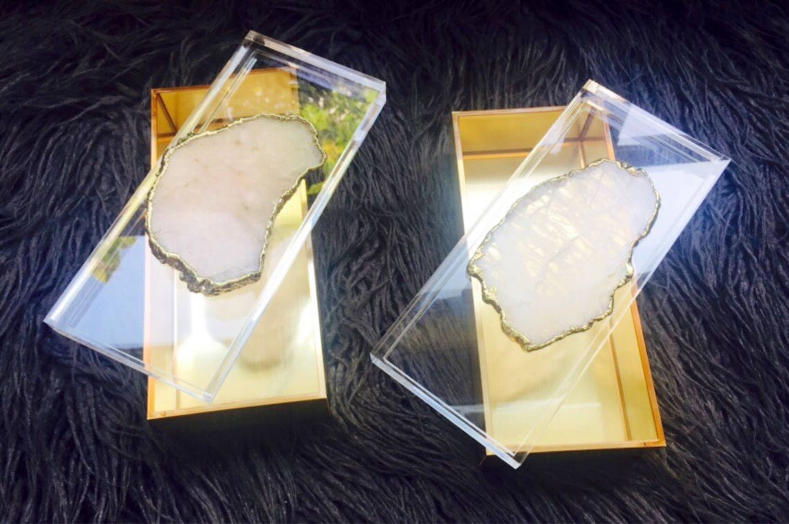 Modern Golden Lucite Boxes With Gorgeous Gold-gilded Rose - Etsy