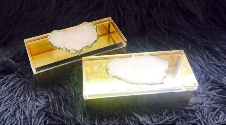 Modern Golden Lucite Boxes With Gorgeous Gold-gilded Rose - Etsy