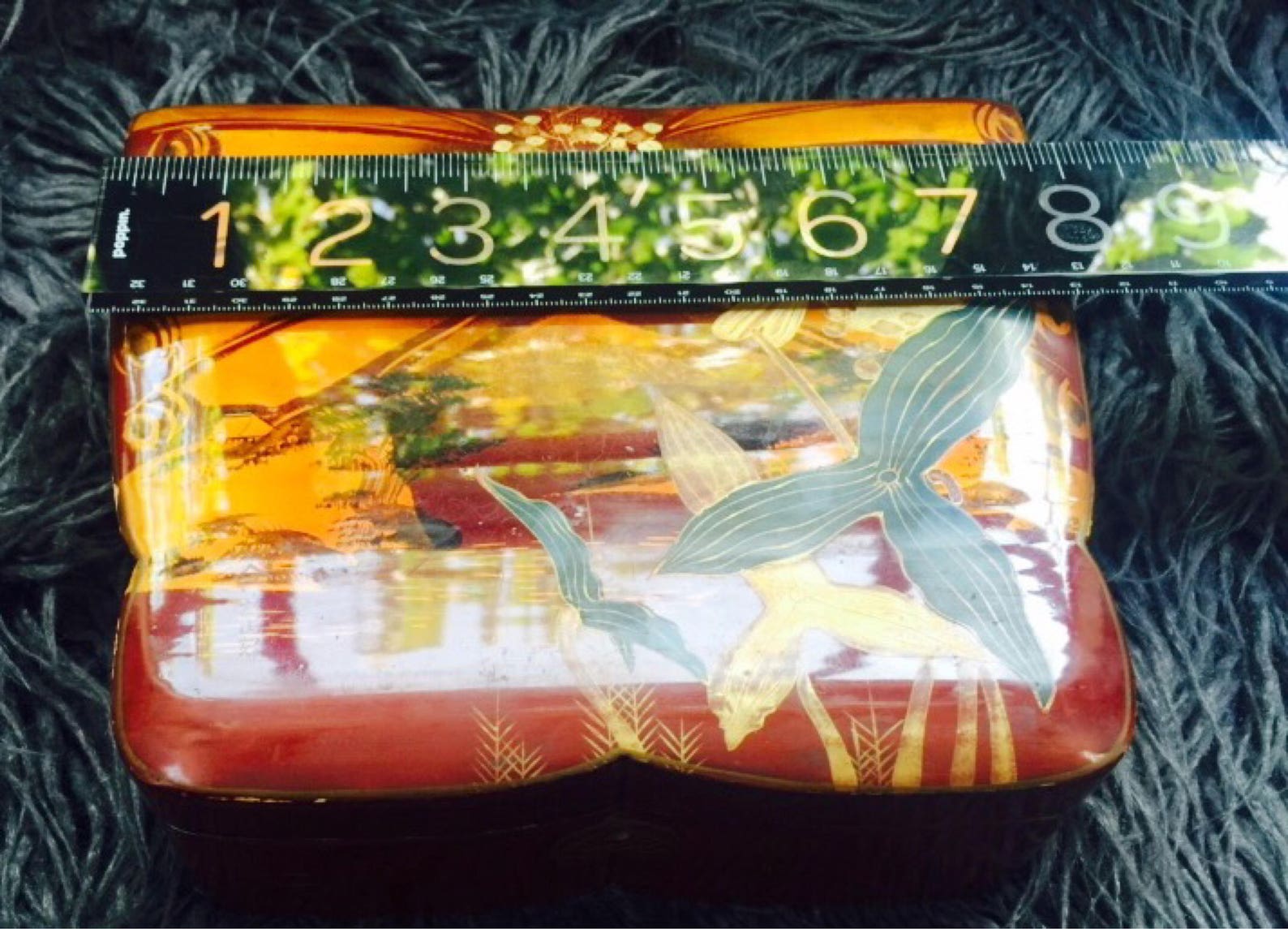Vintage Lacquered Butterfly Box With Beautiful Hand Painted Bird Design ...