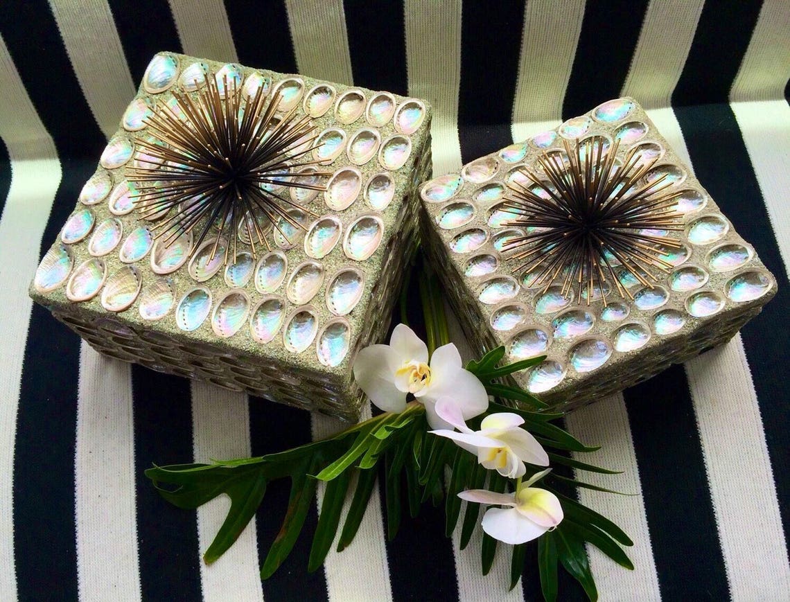 Chic Abalone Shell Inlayed Boxes With Choice of Amethyst - Etsy