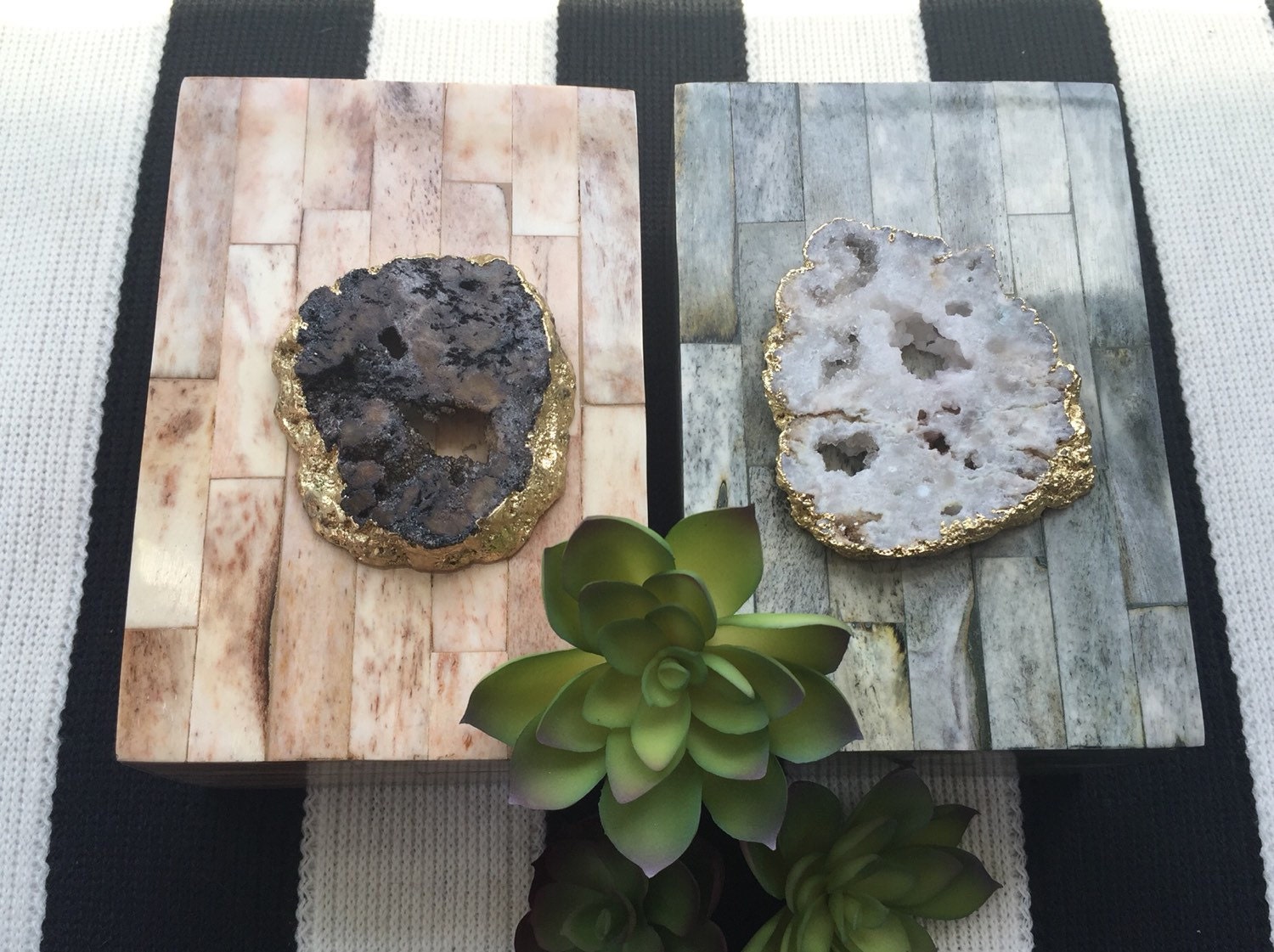 Chic Handmade Boxes With Inlayed Bone Tiles and Choice of Gold-gilded ...