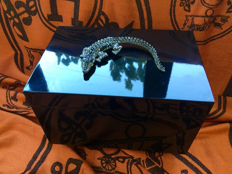 Glamorous Black Lacquer Boxes With Choice of Swarovski Crystal | Etsy