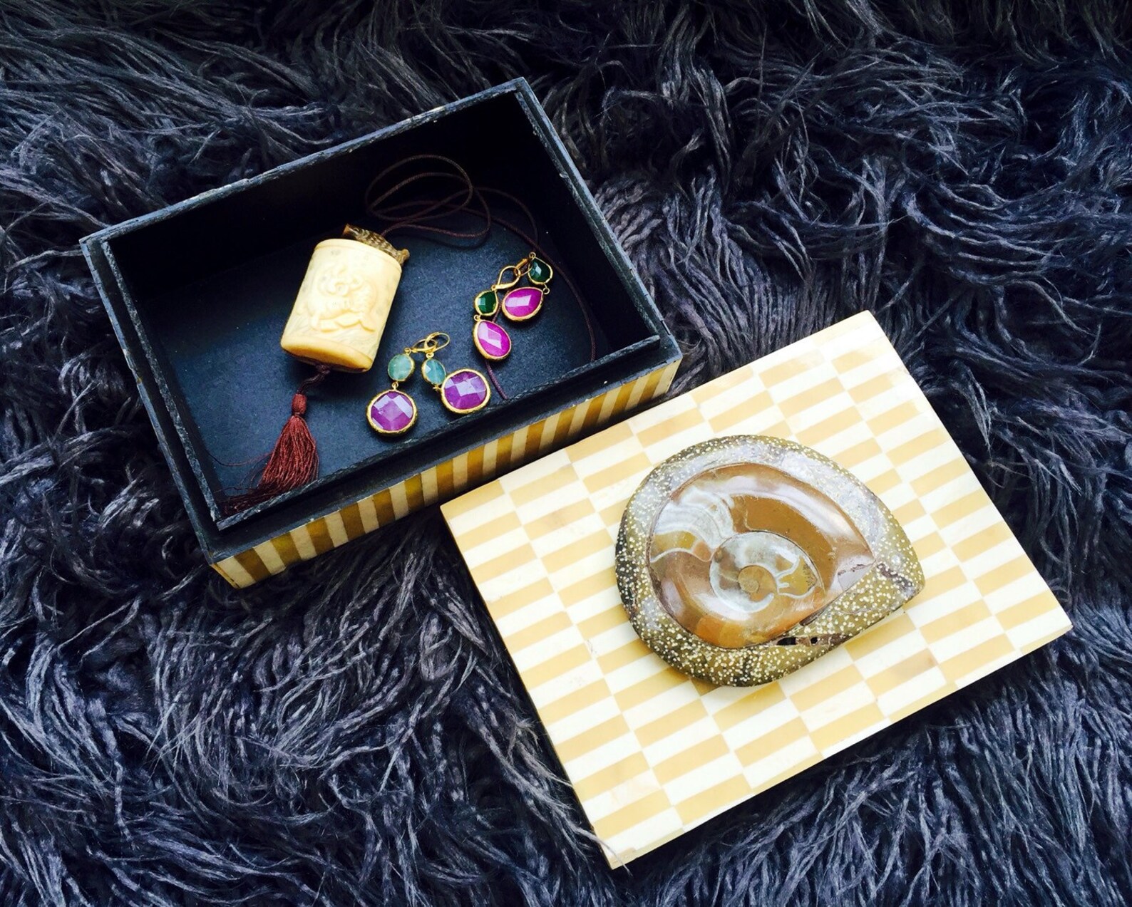 Inlayed Bone & Horn Tile Decorative Boxes with Stunning | Etsy