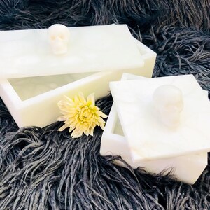 Elegant Handcarved Italian Alabaster Boxes With Intricate Skull ...