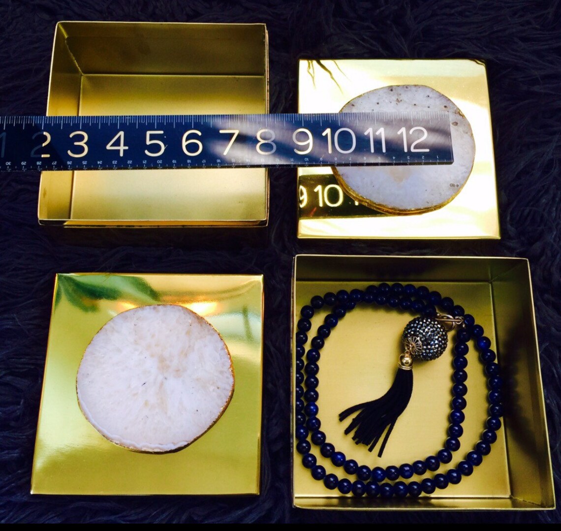 Glamorous Gold Metal Boxes with Choice of Shape & Gilded Agate | Etsy